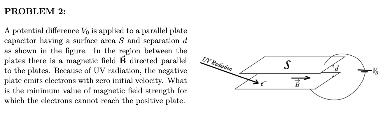 Solved A potential difference V0 is applied to a parallel | Chegg.com