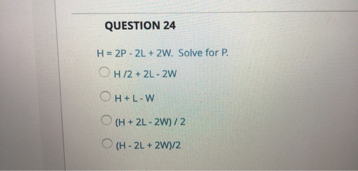 Solved QUESTION 22 S=P/Q. Solve for Q. RQS PS P/S OS/P | Chegg.com