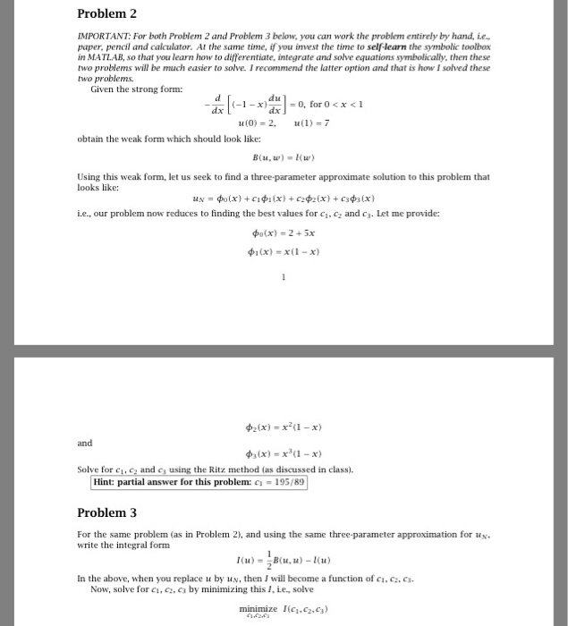Solved Find the values of c1, c2, and c3 for problem 3. | Chegg.com
