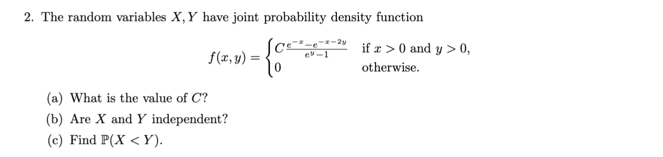 Solved 2. The random variables X,Y have joint probability | Chegg.com