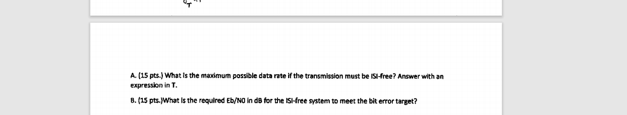 Solved Problem 3 30 Pt Given A Binary Pam System The