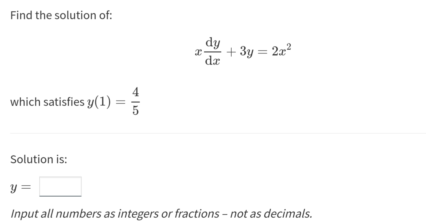 Solved Find the solution of: X: dy dx + 3y = 2x2 4 which | Chegg.com