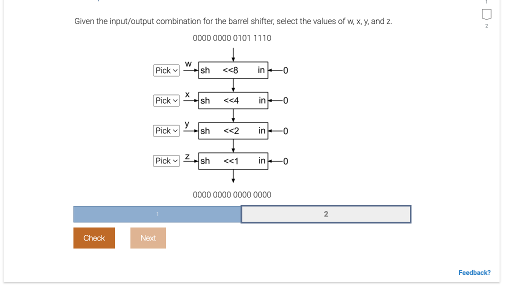 Solved Given the input/output combination for the barrel | Chegg.com