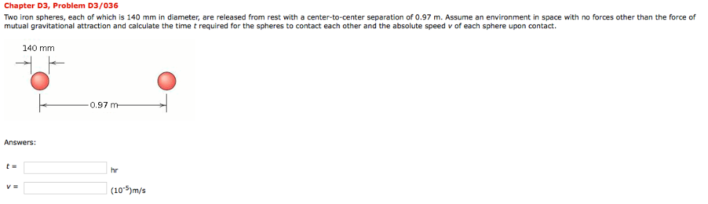 Solved Chapter D3, Problem D3/036 Two iron spheres, each of | Chegg.com