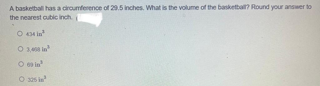 Solved A basketball has a circumference of 29.5 inches. What | Chegg.com