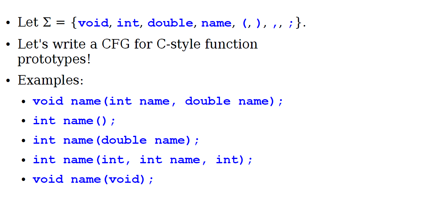 Solved Let void, int, double, name, (),1,;, | Chegg.com