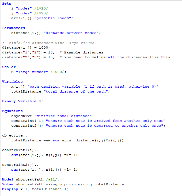 Solved SOLVE THIS GAMS CODE AND SHOW THE RESULT FROM GAMS | Chegg.com