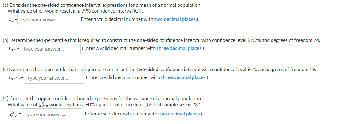 (a) Consider the one-sided confidence interval | Chegg.com