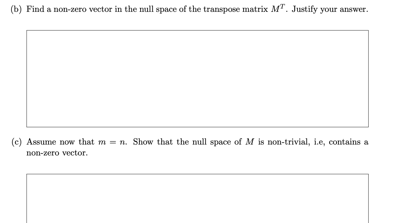Solved Question 2 Column sums Let M be an m xn matrix with | Chegg.com