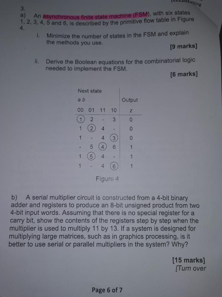 Solved atting 3. a) An asynchronous finite state machine | Chegg.com