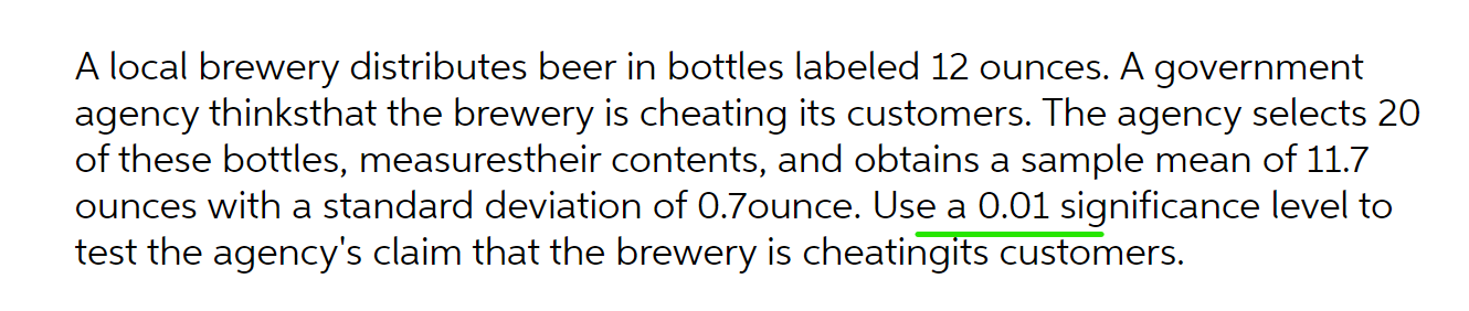 Solved A local brewery distributes beer in bottles labeled | Chegg.com