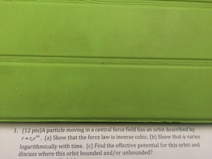 Solved A particle moving in a central force field has an | Chegg.com