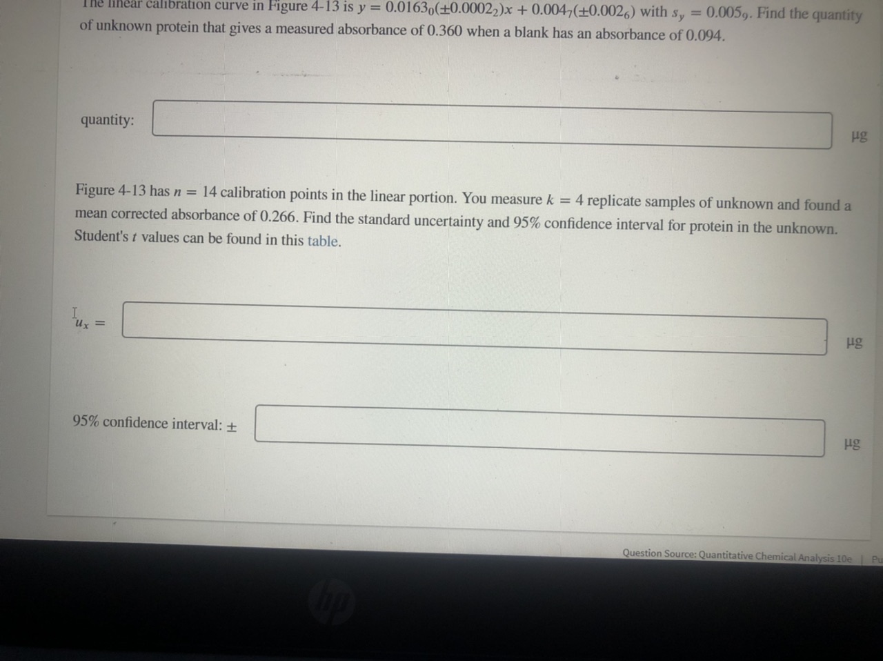 with sy=0.0046. *This value is in error and should | Chegg.com