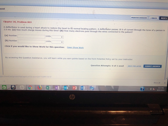 Solved nent PRINTER VERSION BACK NEXT Chapter 20, Problem | Chegg.com