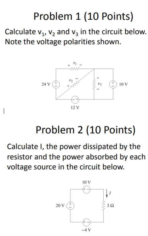 Solved Problem 1 (10 Points) Calculate V1, V2 and vz in the | Chegg.com
