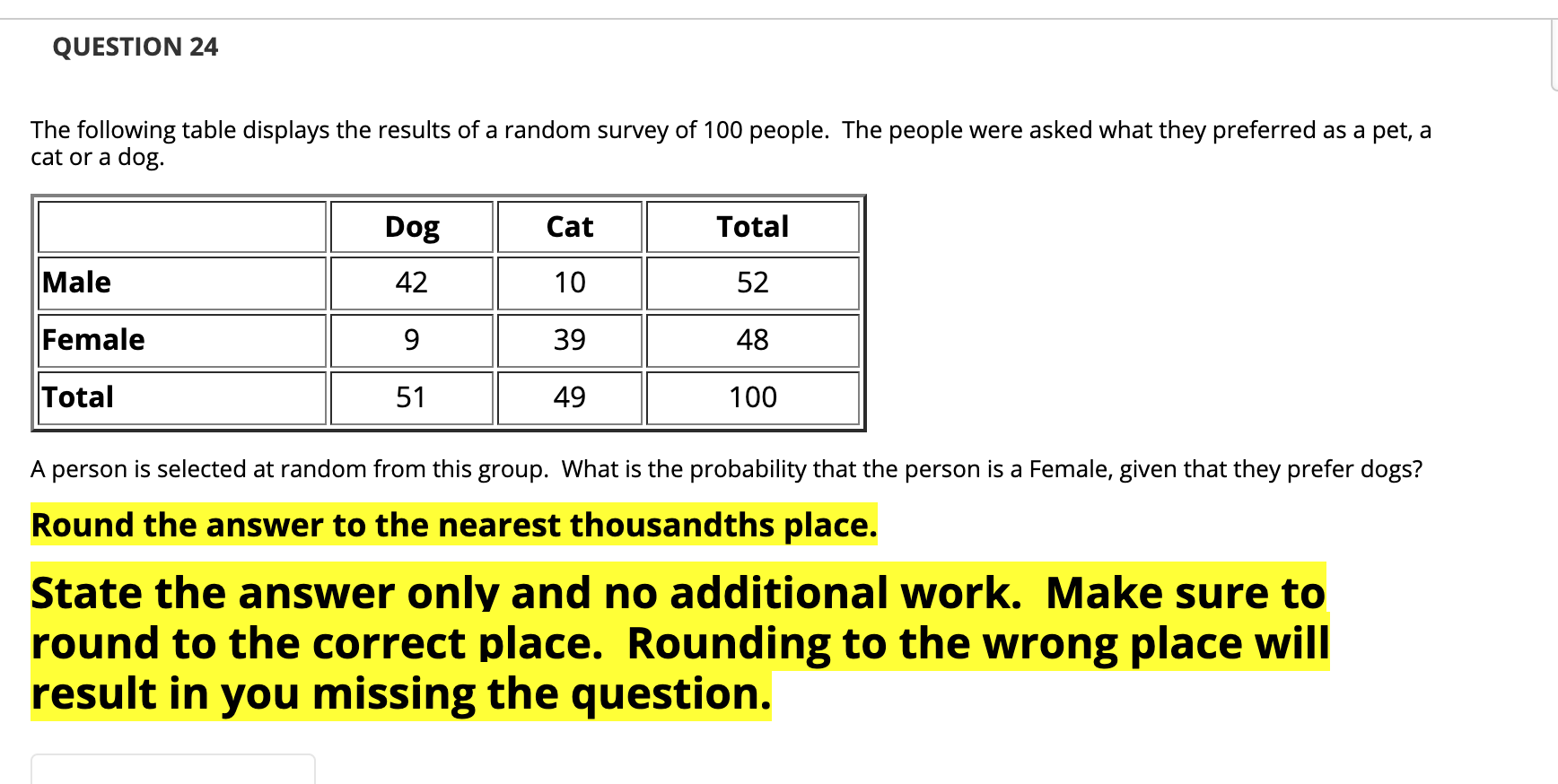 Solved QUESTION 24 The following table displays the results | Chegg.com