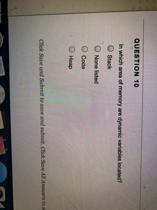 Solved QUESTION 10 In which area of memory are dynamic | Chegg.com