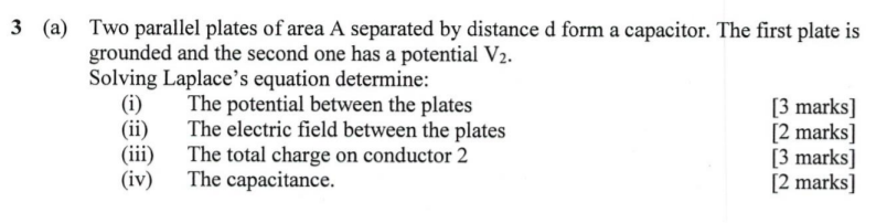 Solved 3 (a) Two parallel plates of area A separated by | Chegg.com