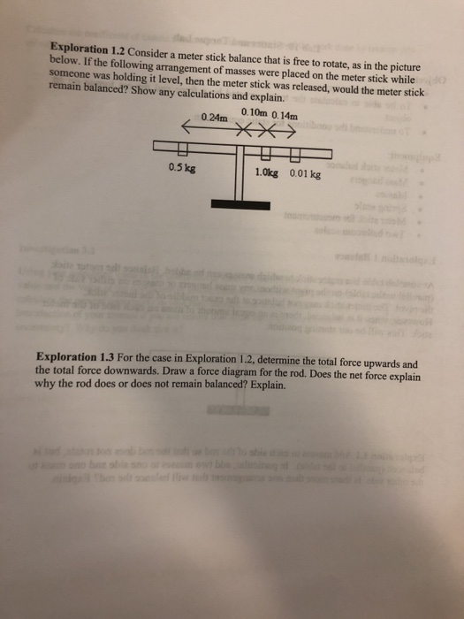 Solved Exploration 1.2 Consider a meter stick balance that | Chegg.com