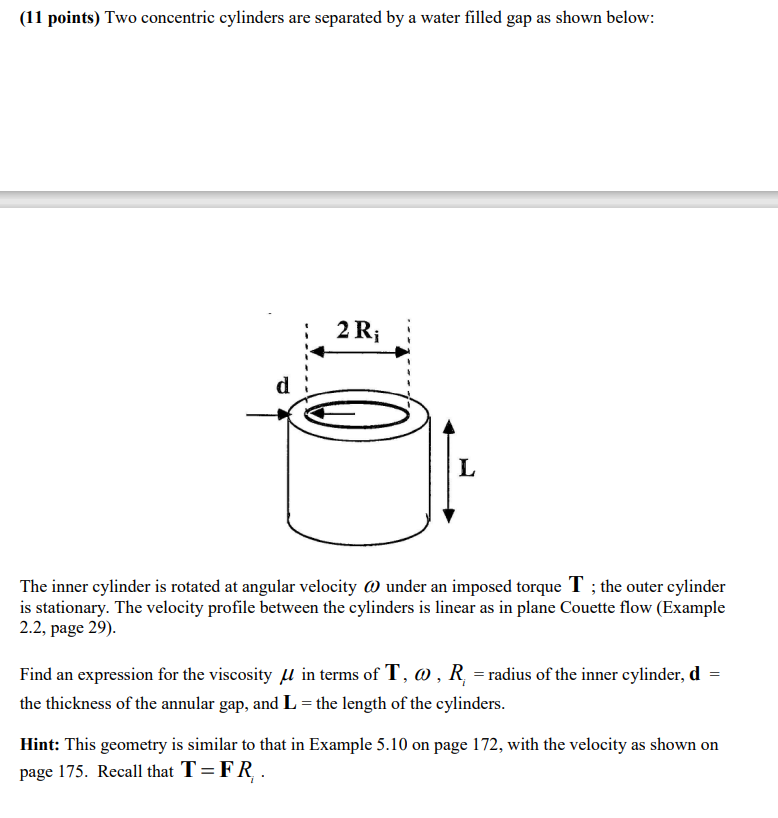 Solved (11 points) Two concentric cylinders are separated by | Chegg.com