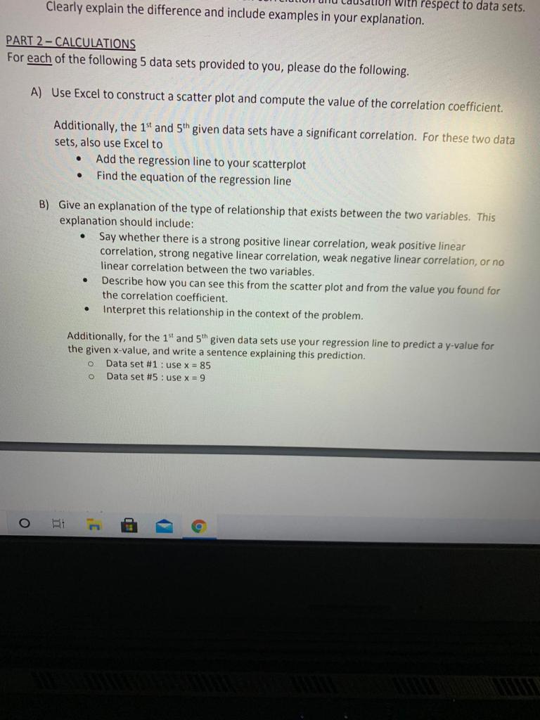 Solved with respect to data sets. Clearly explain the | Chegg.com