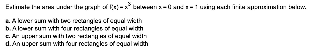 Solved Estimate the area under the graph of f(x) = x between | Chegg.com