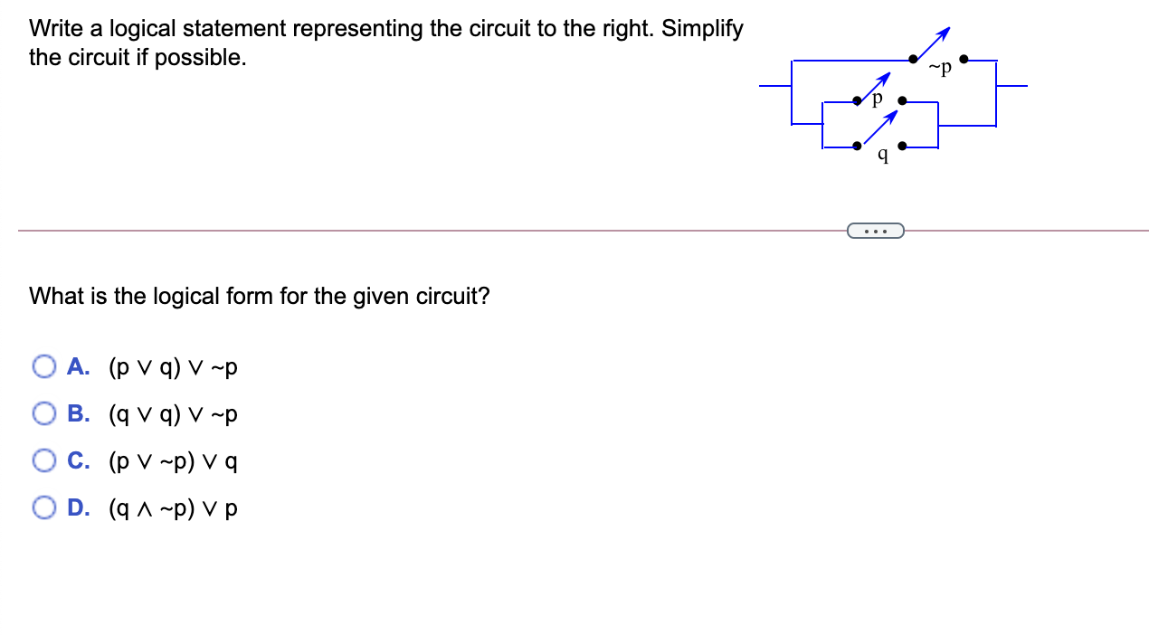 Solved Write a logical statement representing the circuit to | Chegg.com