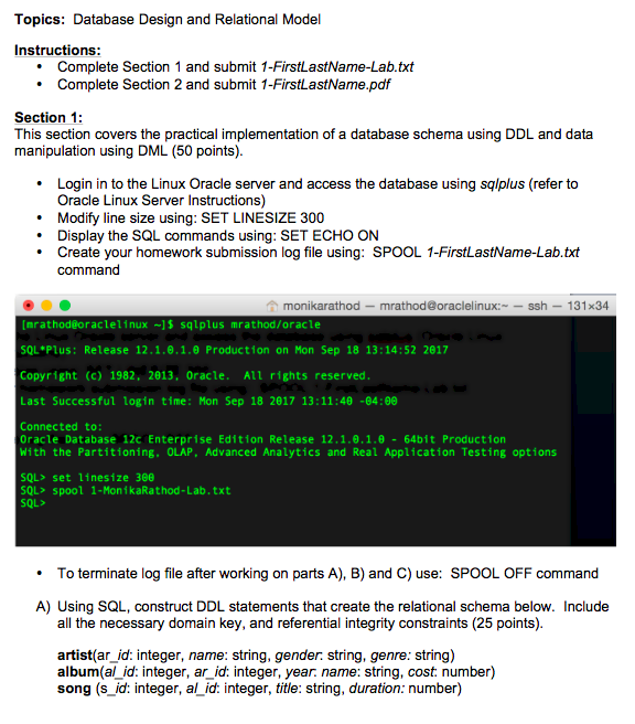 Solved Topics: Database Design and Relational Model | Chegg.com