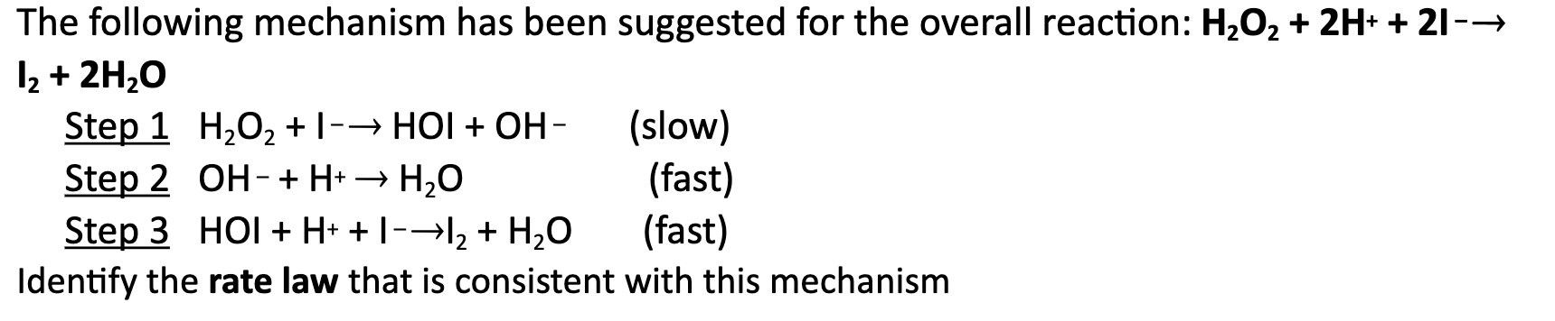 Solved The following mechanism has been suggested for the | Chegg.com