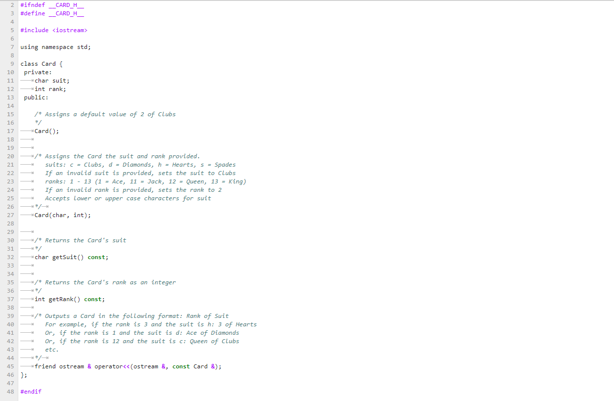 Solved Problem Definition Write a Card class and a Deck | Chegg.com