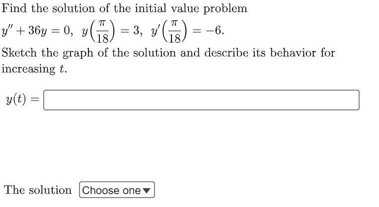 Solved Find the solution of the initial value problem y'' + | Chegg.com