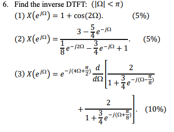 Solved 6. Find the inverse DTFT: (2|