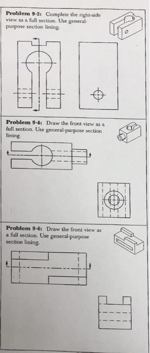 Solved Problem 9-2: Complete the right-side view as a full | Chegg.com