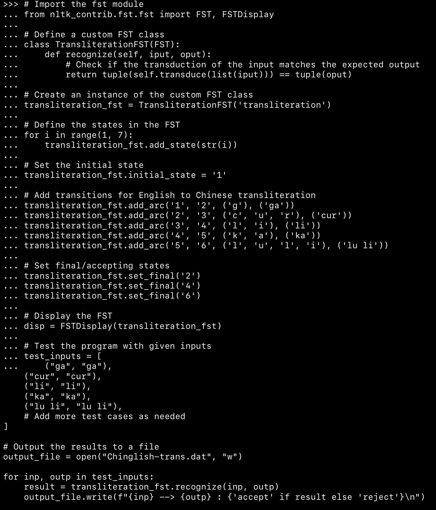Solved \# Import the fst module from nltk_contrib.fst.fst | Chegg.com