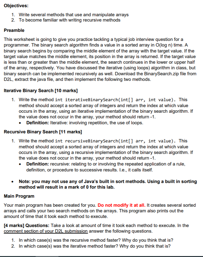 Solved Objectives: 1. Write several methods that use and | Chegg.com