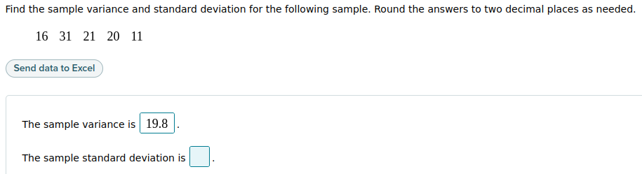 Solved Find the sample variance and standard deviation for | Chegg.com