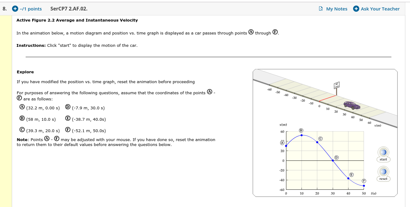 Solved: 1) What Is The Instantaneous Velocity At Point ? M... | Chegg.com