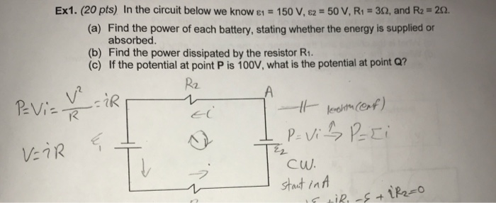 Solved Ex1 (20 pts) In the circuit below we know ε1-150 V, | Chegg.com