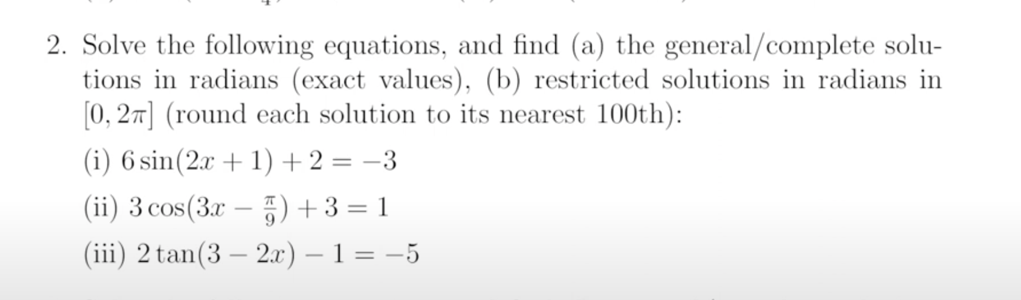Solved 2. Solve the following equations, and find (a) the | Chegg.com