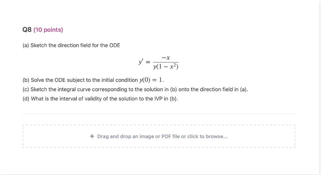 (a) Sketch the direction field for the ODE | Chegg.com