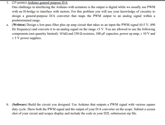 1. (25 points) Arduino general purpose DIA One | Chegg.com