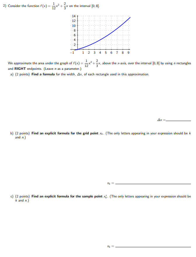 Solved 2) Consider the function f(x) = 12x + x on the | Chegg.com