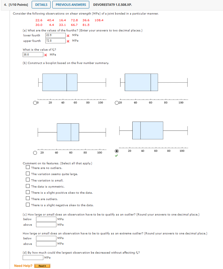 Solved 4. [1/10 Points] DETAILS PREVIOUS ANSWERS DEVORESTAT9 | Chegg.com