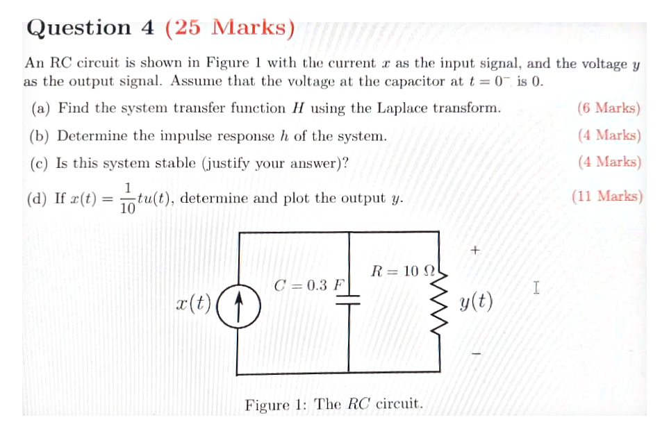 Solved An RC circuit is shown in Figure 1 with the current x | Chegg.com