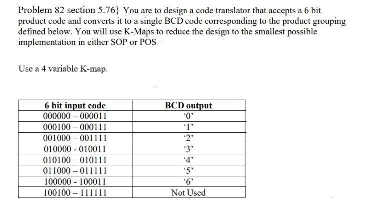 Solved Using a 4 variable K-map, then reduce the design to | Chegg.com