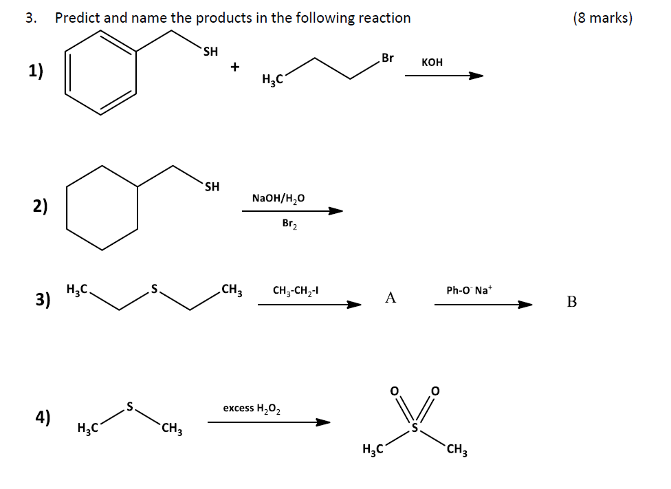 Solved 3. Predict and name the products in the following | Chegg.com