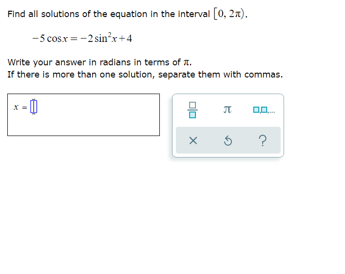 Solved Find all solutions of the equation in the interval | Chegg.com