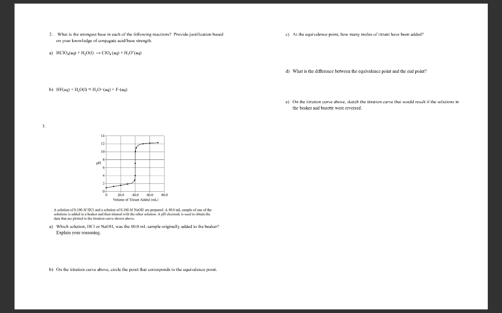 Solved c) At the equivalence point, how many moles of | Chegg.com