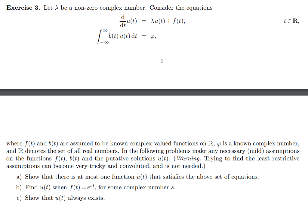 Exercise 3. Let be a non-zero complex number. | Chegg.com