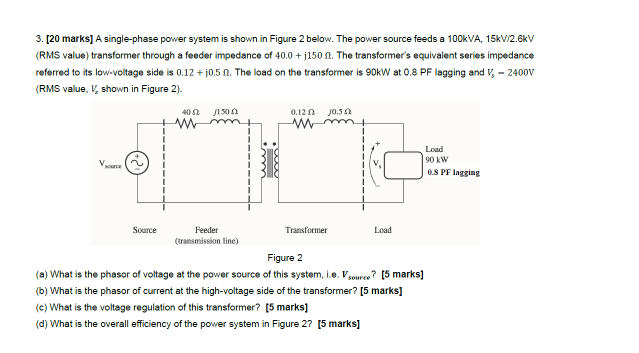 Solved 3. [20 marks] A single-phase power system is shown in | Chegg.com